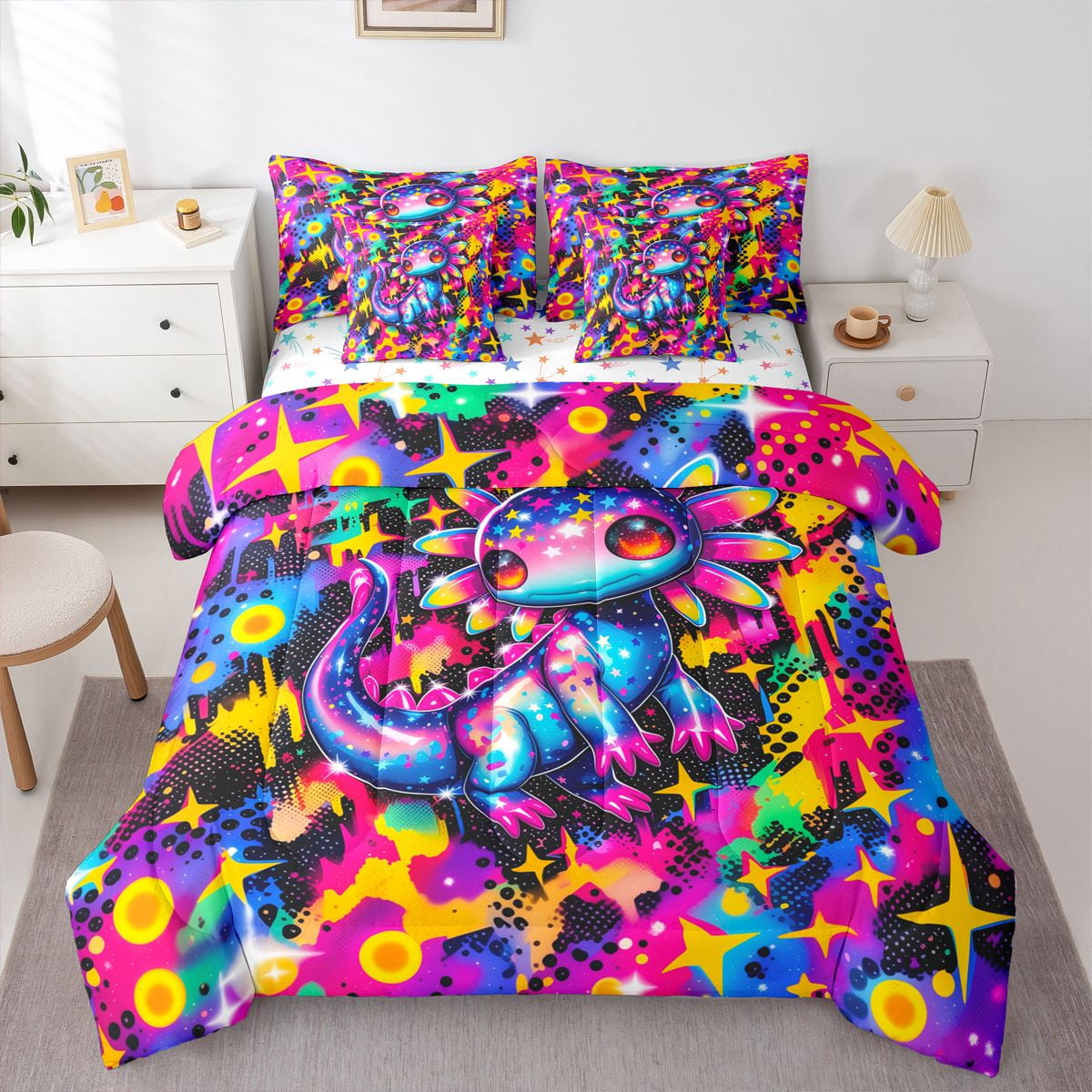 Castle Fairy Cartoon Salamander Bedding Comforter Set,Animal Axolotl ...