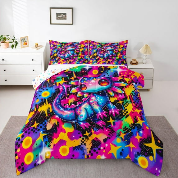 Castle Fairy Cartoon Salamander Queen Comforter Set,Animal Axolotl ...