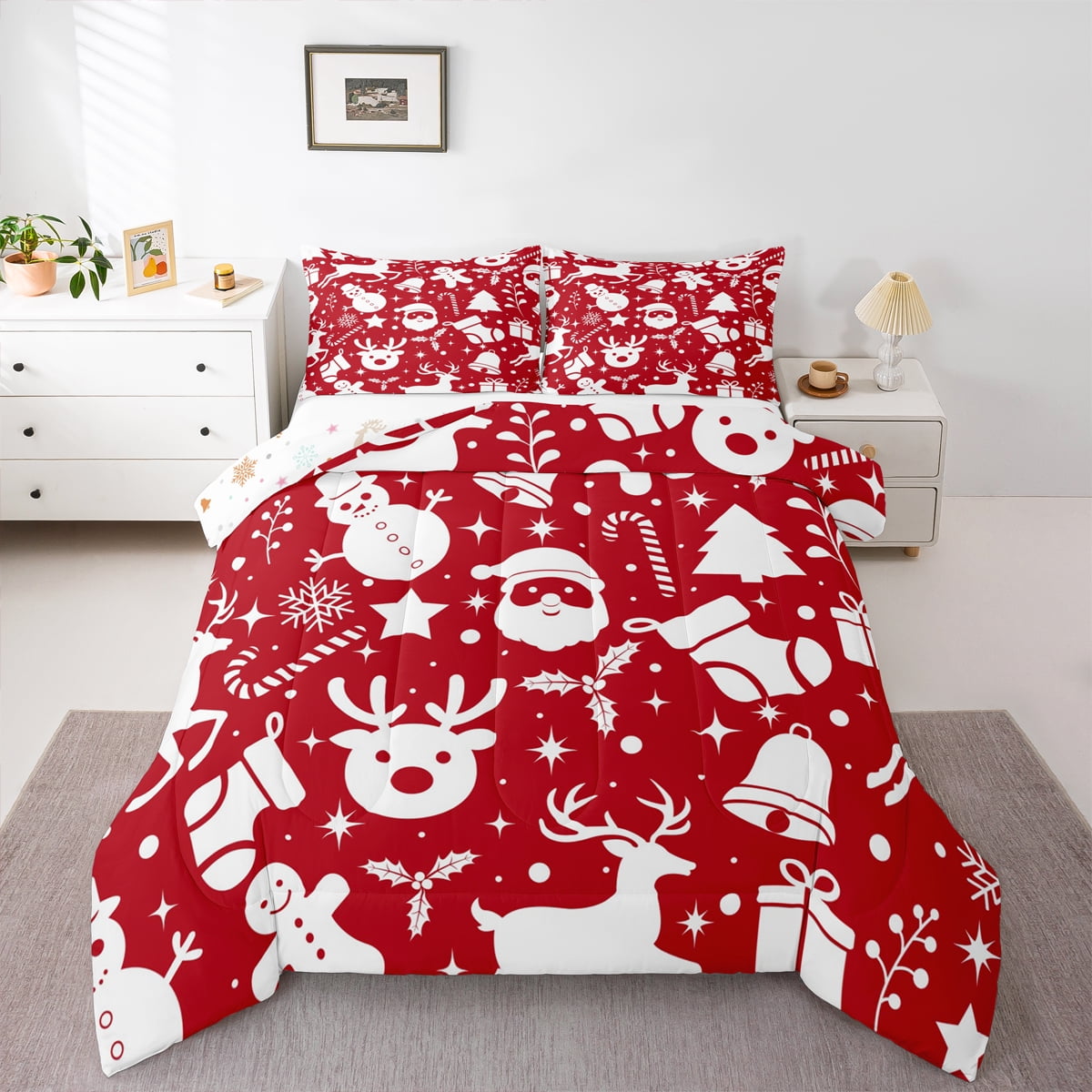 Castle Fairy Cartoon Santa Claus Deer Bedding Comforter Set 2pcs for ...