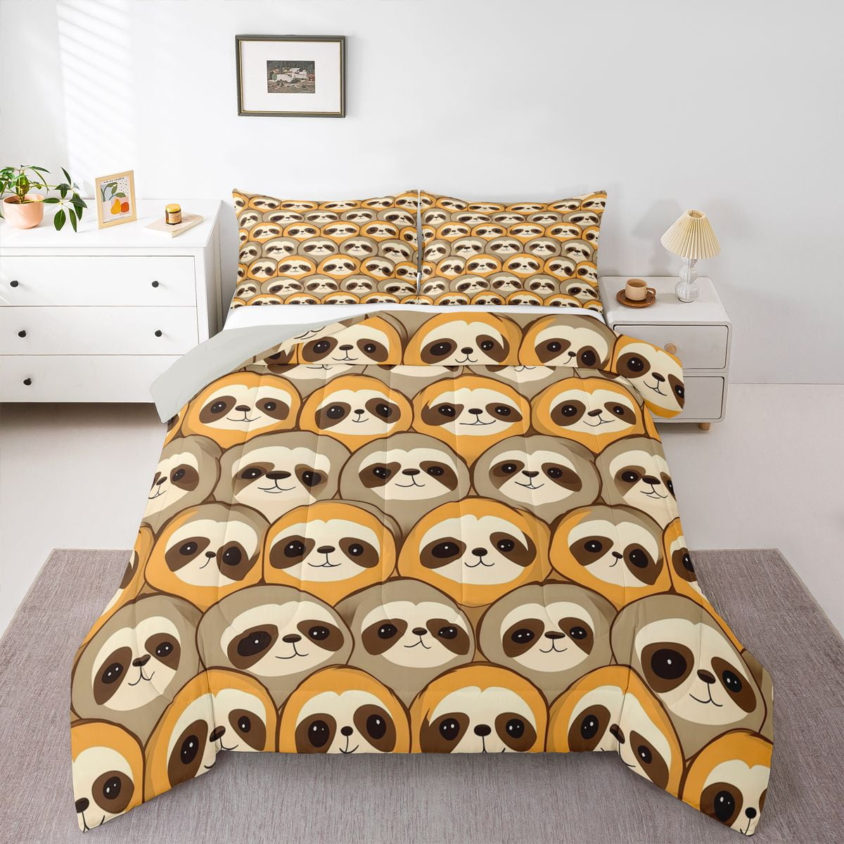 Castle Fairy Cartoon Sloth Full Size Comforter Sets,Cute Woodland ...