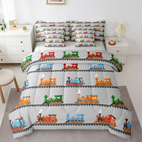 Castle Fairy Cartoon Train 7Pcs Bedding Comforter Set for Teens Boys ...