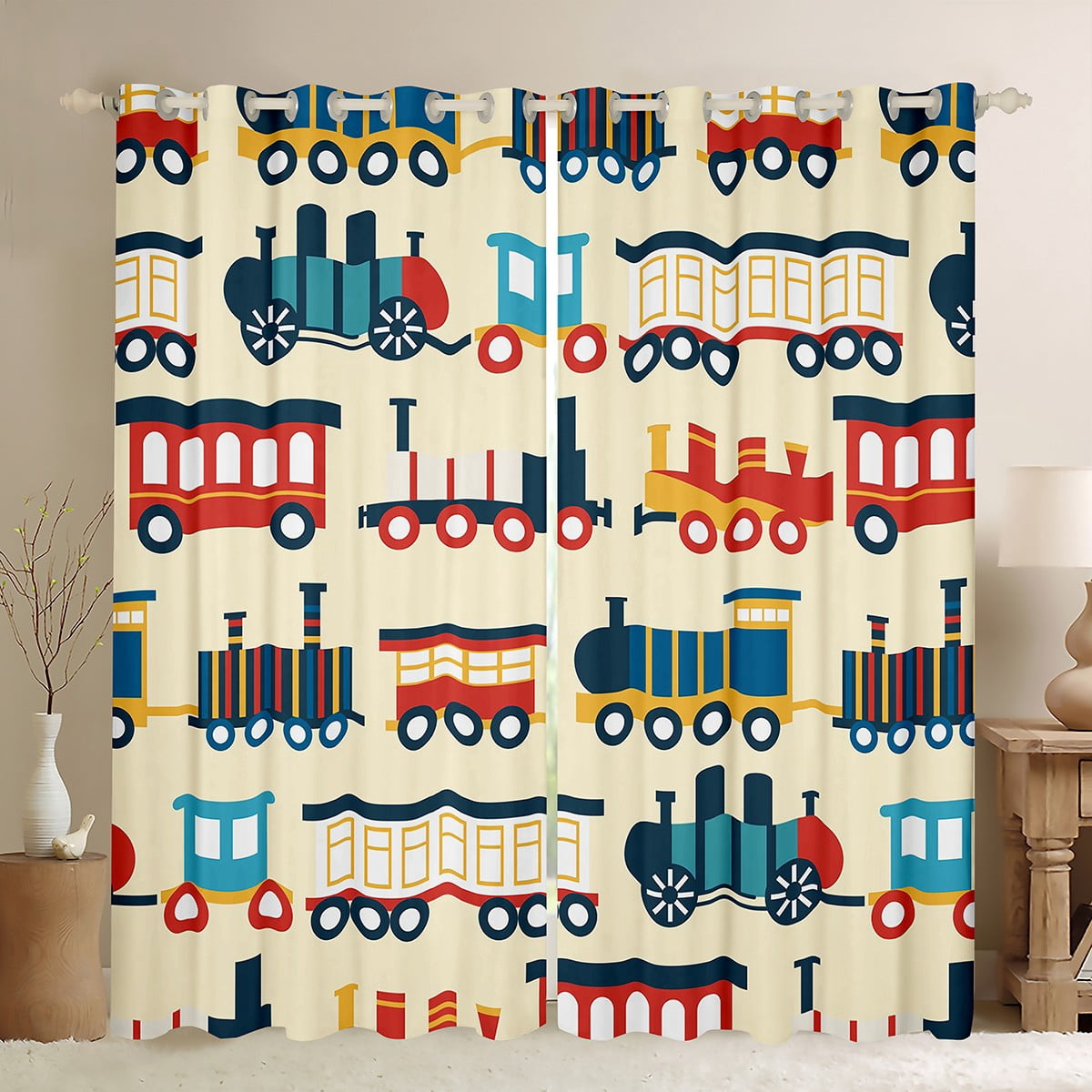 Castle Fairy Cartoon Train Curtains Pack of 2 (42x84 Each) for Kids ...