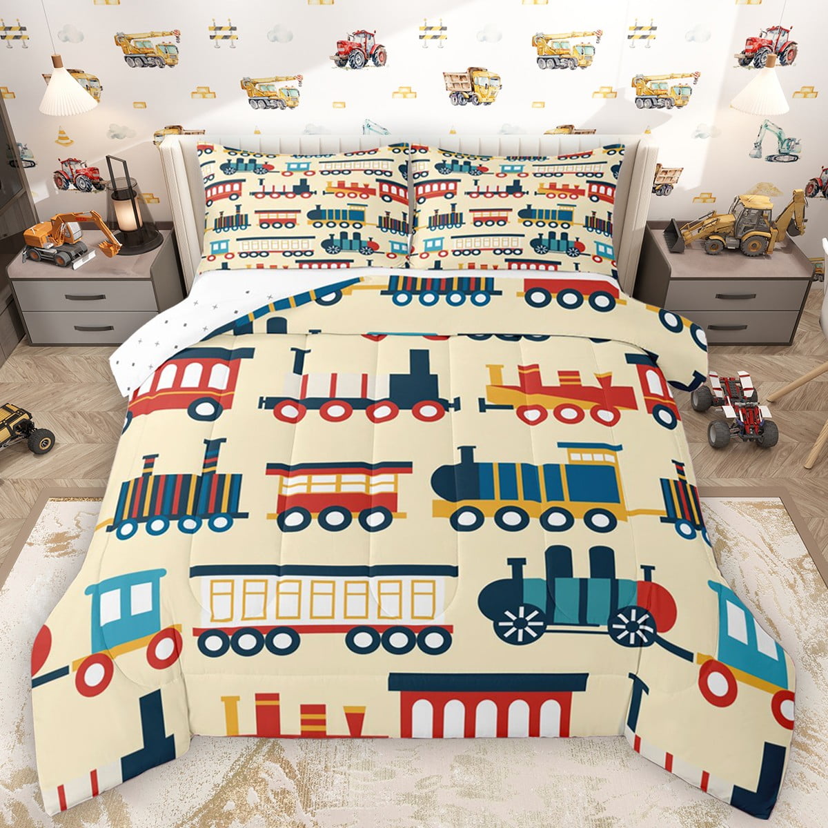 Castle Fairy Cartoon Train Full Size Comforter Sets 3-Piece for Kids ...