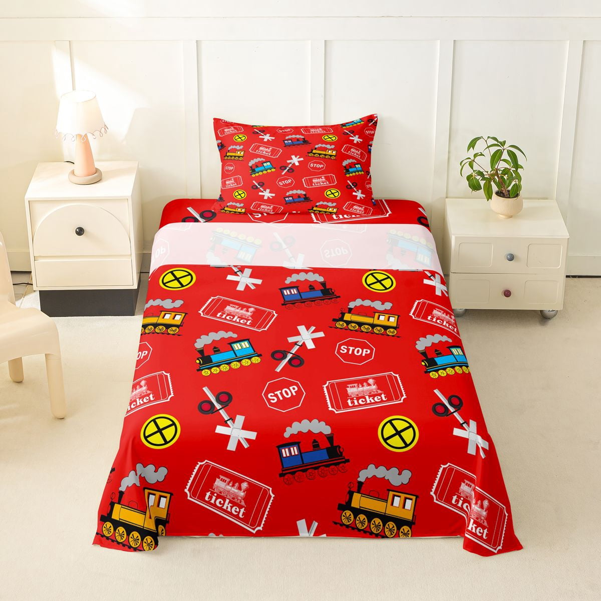 Castle Fairy Cartoon Train Pattern Twin Sheet Sets 3pcs for Teens ...