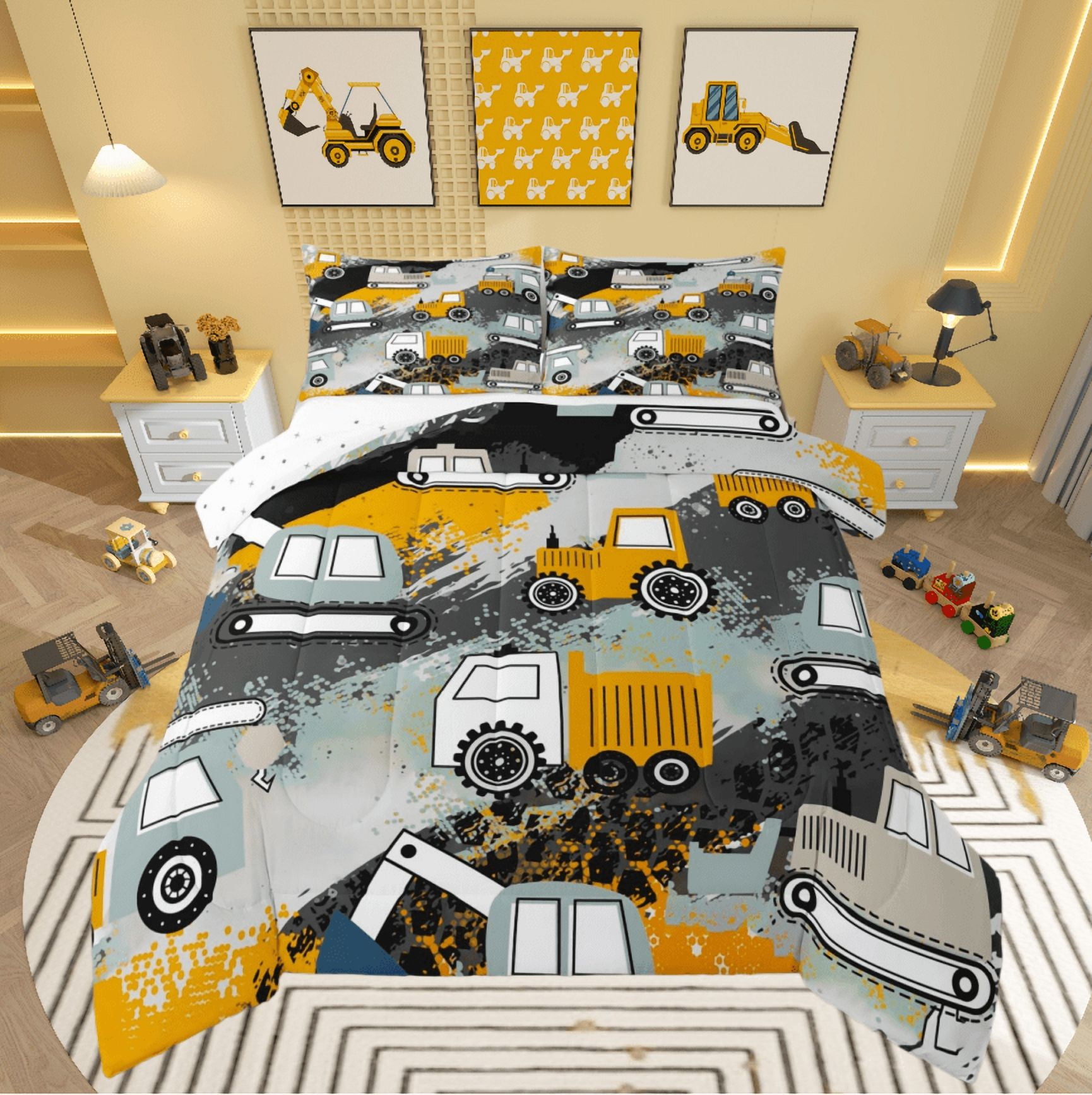 Castle Fairy Cartoon Truck 3 Pieces Queen Comforter Set for Kids ...