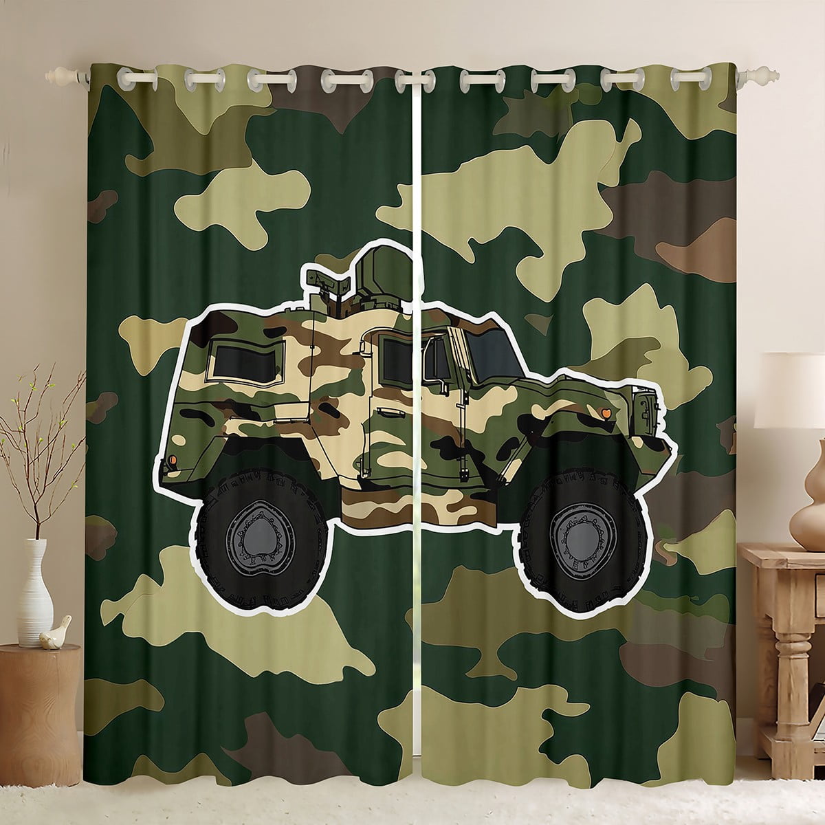 Castle Fairy Cartoon Truck Blackout Curtains,Abstract Camouflage ...