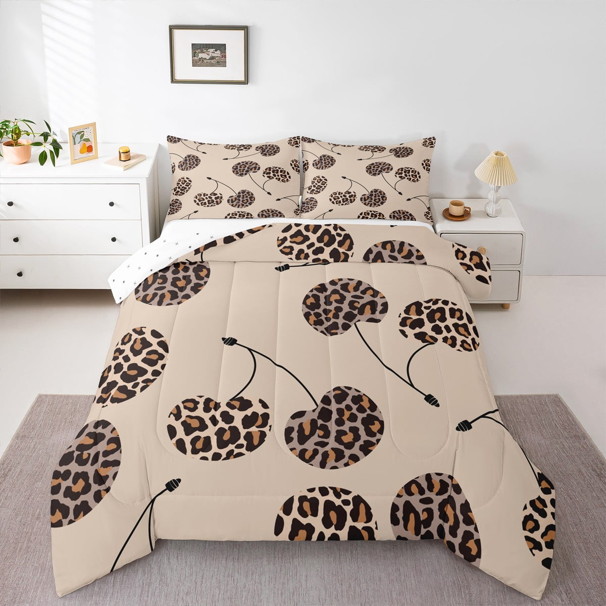 Castle Fairy Cheetah Print 3-Piece Full Size Comforter Sets,Fruit ...