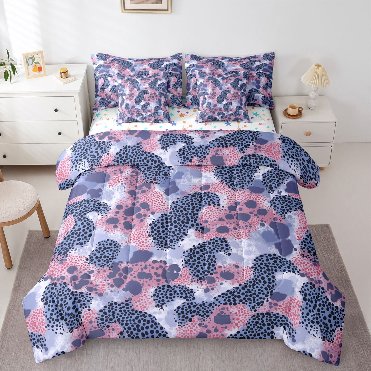Castle Fairy Cheetah Print Bedding Comforter Set,Leopard Print Queen ...
