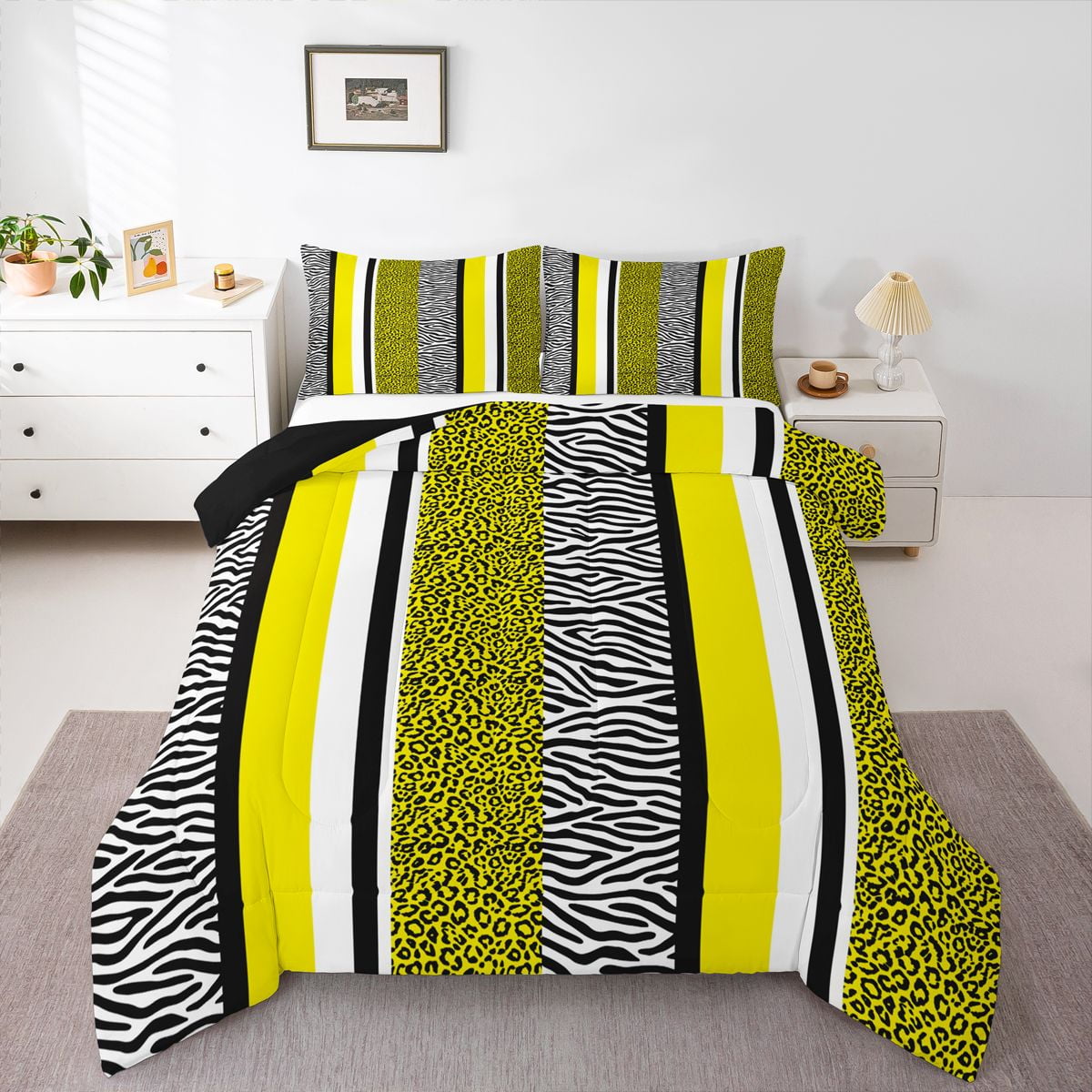 Castle Fairy Cheetah Print Twin Comforter Sets,Abstract Zebra Stripes ...