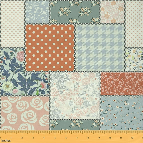 Castle Fairy Chic Flower Fabric by the Yard 5 Yards,Geometric Plaid Fabric for Sewing,Lattice ...