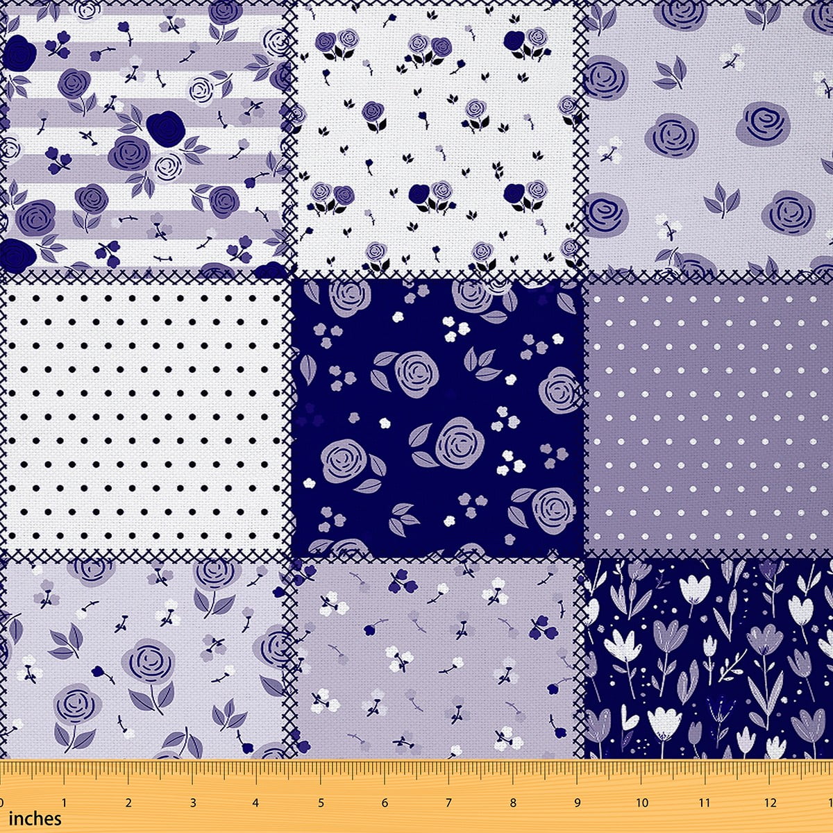 Castle Fairy Chic Flower Fabric by the Yard 3 Yards,Geometric Plaid ...