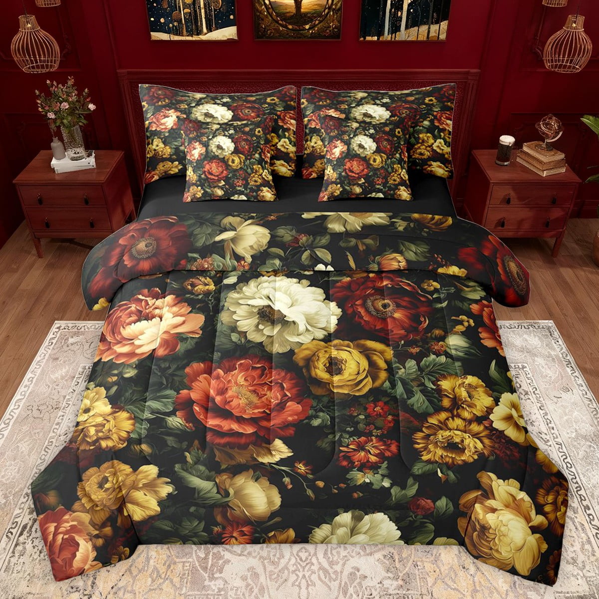 Castle Fairy Chic Flowers Bedding Comforter Set 7-Piece for Boys Girls ...