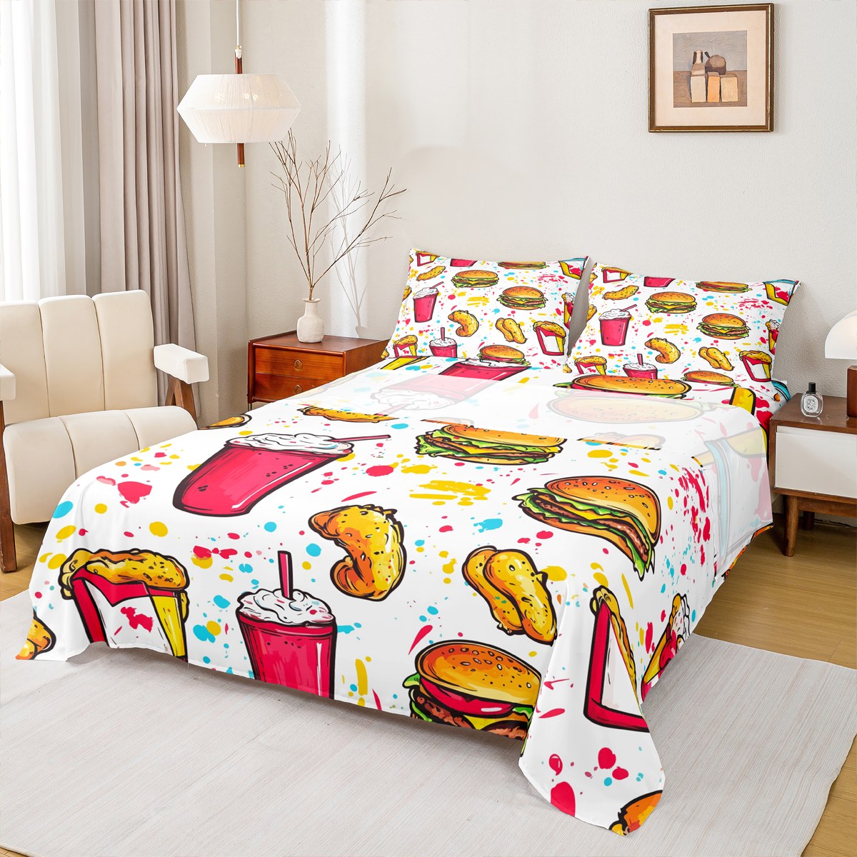 Castle Fairy Chicken Nugget Fried 3pcs Twin Sheet Sets,Ice Cream Twin ...