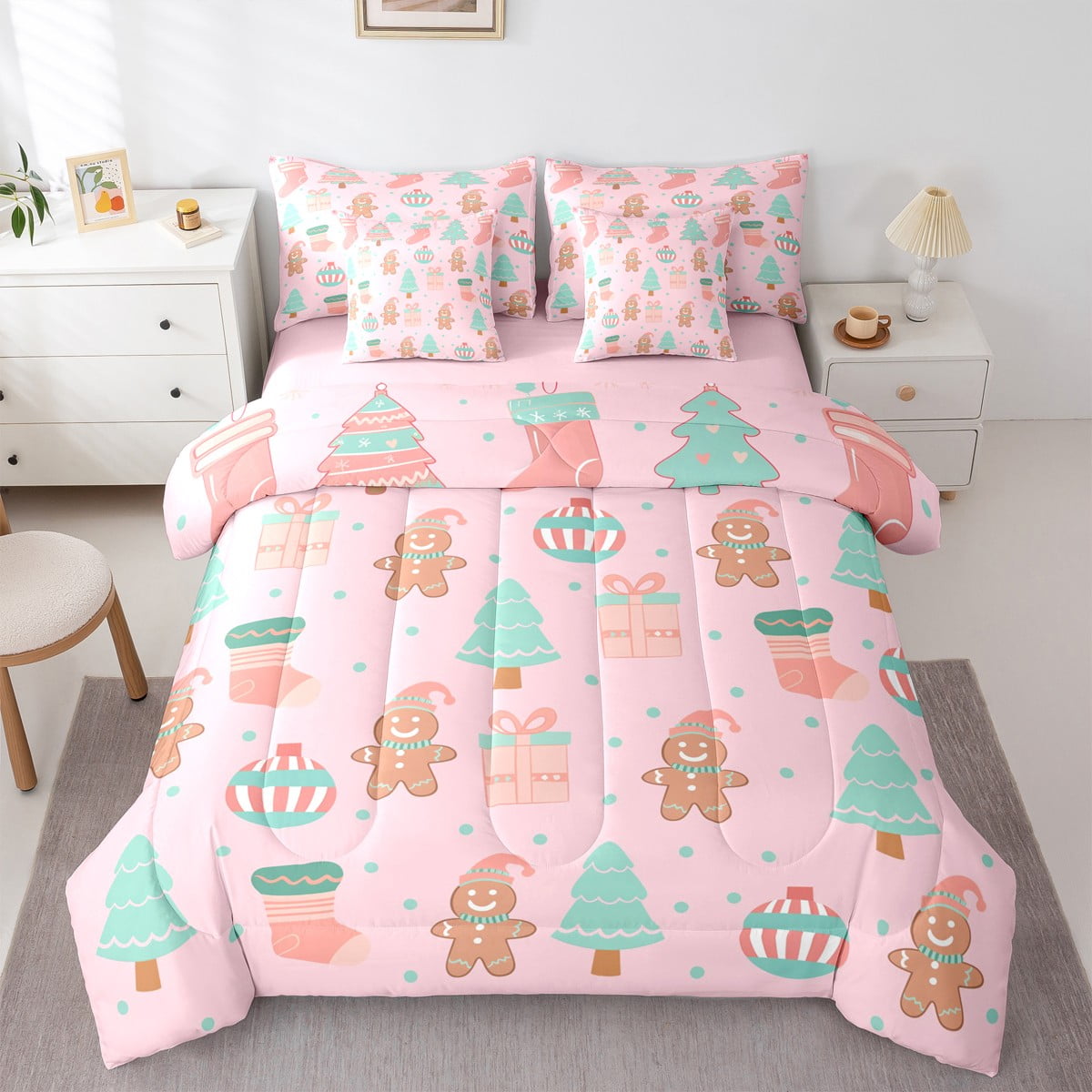 Castle Fairy Chid Gingerbread Man 7 Pieces Bedding Comforter Set,Merry ...