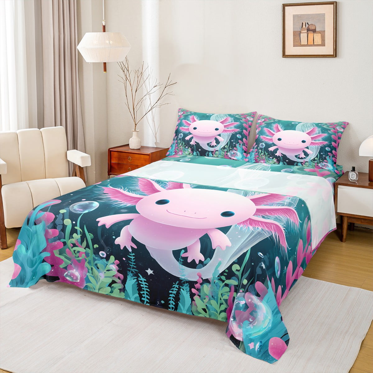 Castle Fairy Child Boys Girls Cute Sea Salamander Twin Sheet Sets ...