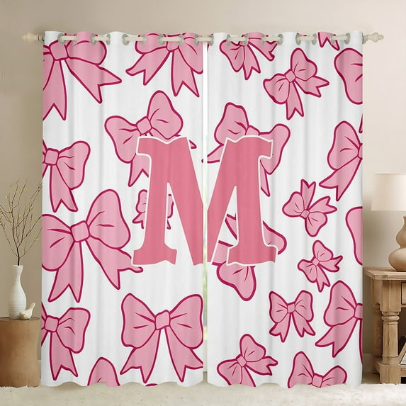 Castle Fairy Child Boys Girls Pink Bow Personalized Initial M Curtains ...