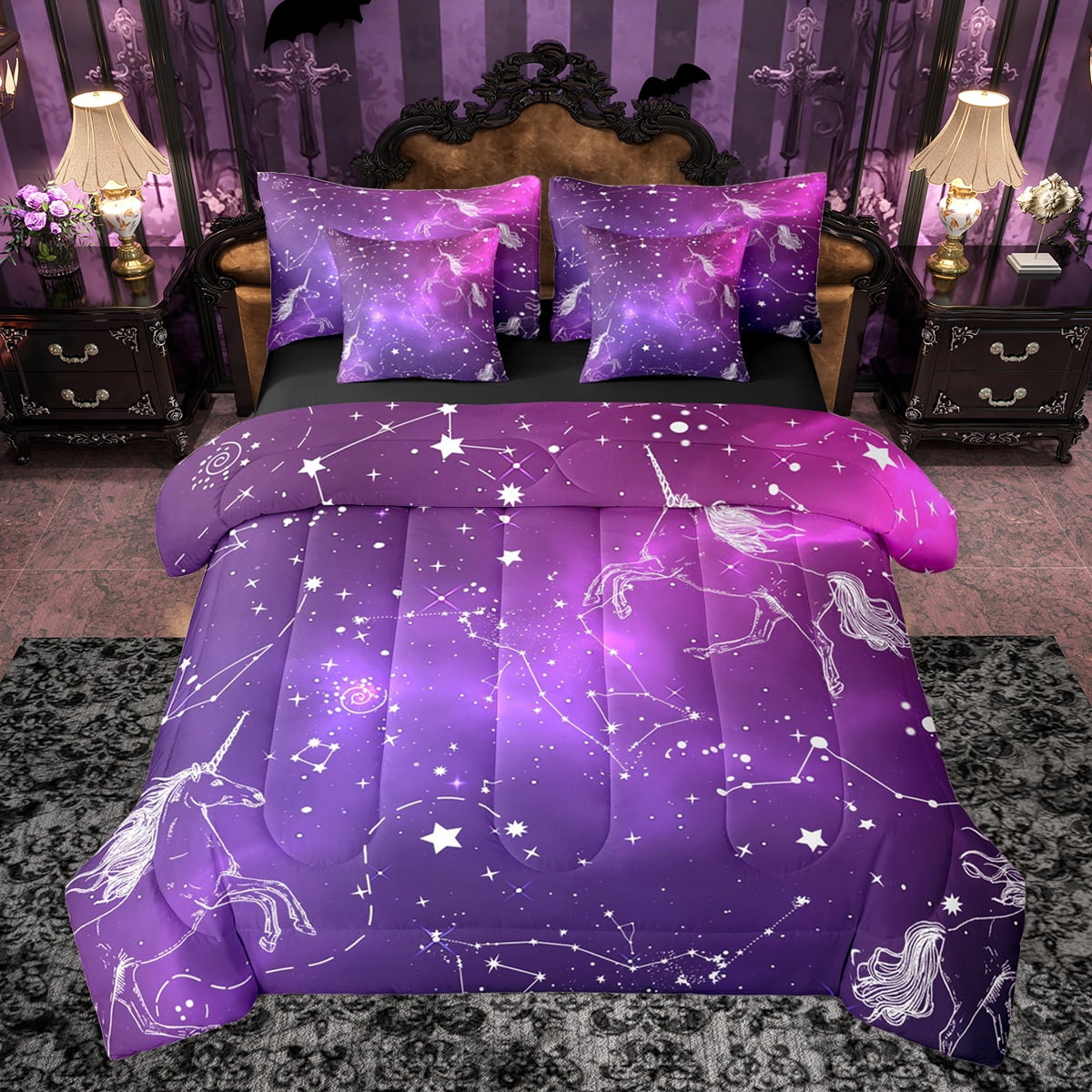 Castle Fairy Child Children Animal Unicorn Twin Bedding Sets 7-Piece ...