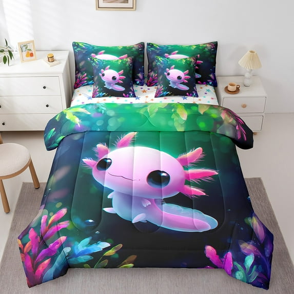 Castle Fairy Child Cute Salamander Twin Bedding Sets,Cartoon Axolotl ...