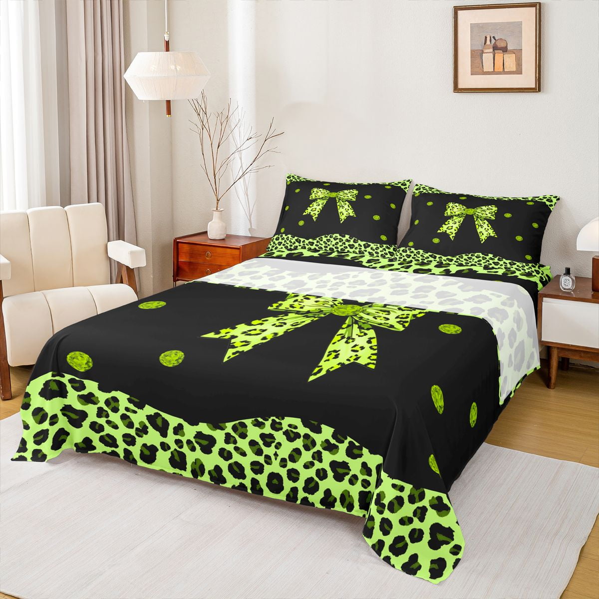 Castle Fairy Child Teens Adults Cheetah Print Bow Knot Full Size Sheets ...