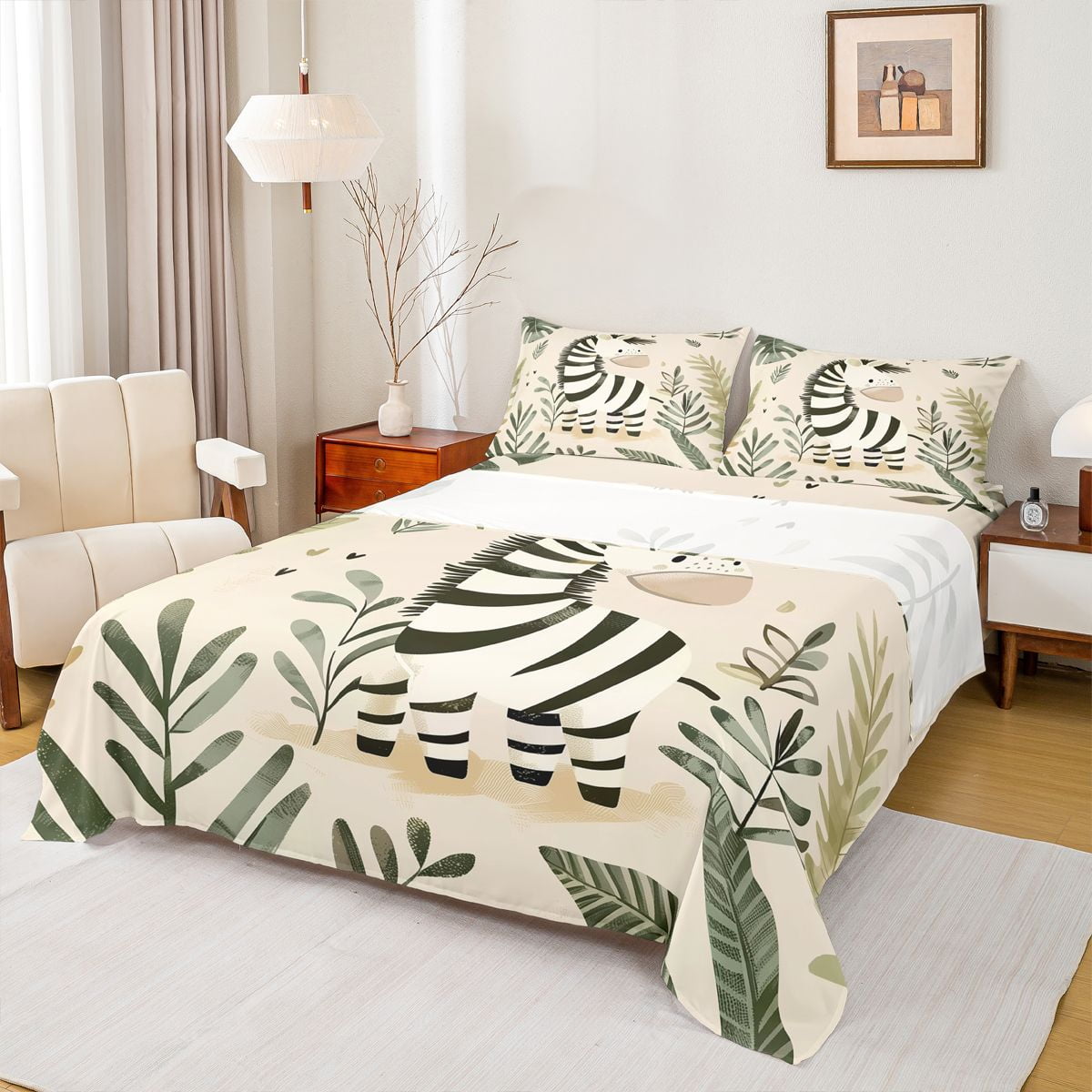 Castle Fairy Child Teens Cute Animal Zebra Queen Sheet Sets,Botanical ...