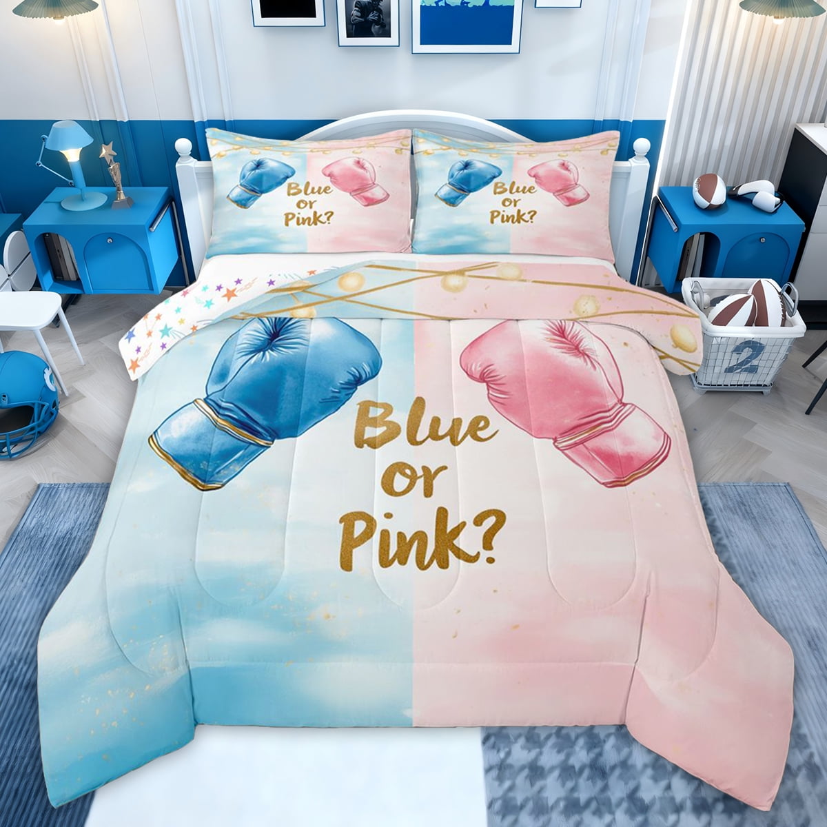Castle Fairy Children Boxing Twin Comforter Sets,Sport Bedding Set,Blue ...