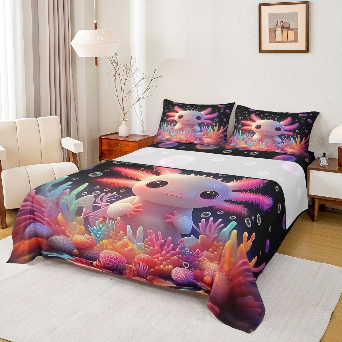 Castle Fairy Children Boys Girls Ocean Salamander 4 Pieces Queen Sheet ...