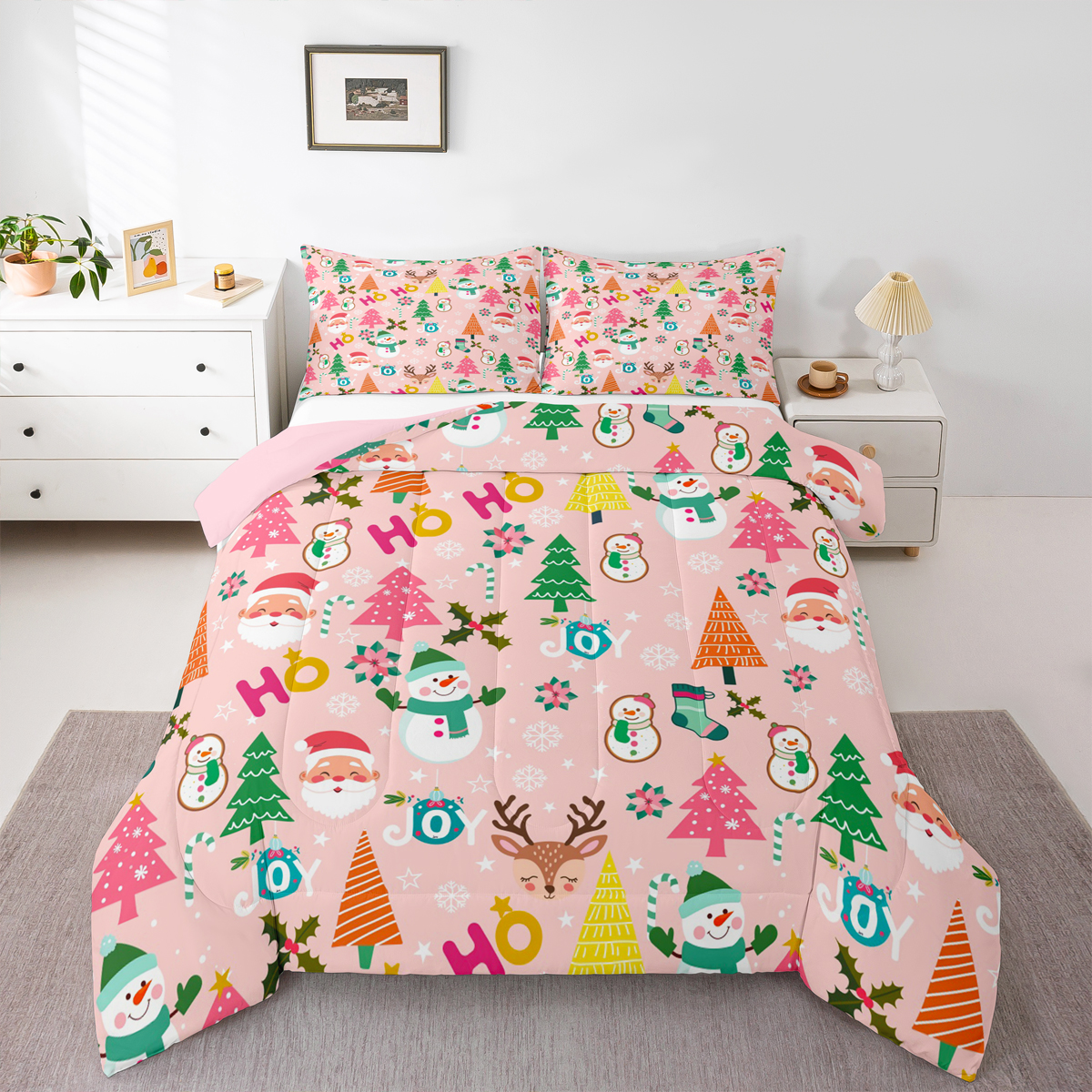 Castle Fairy Full 3-Piece Santa Deer Christmas Comforter Set - Walmart.com
