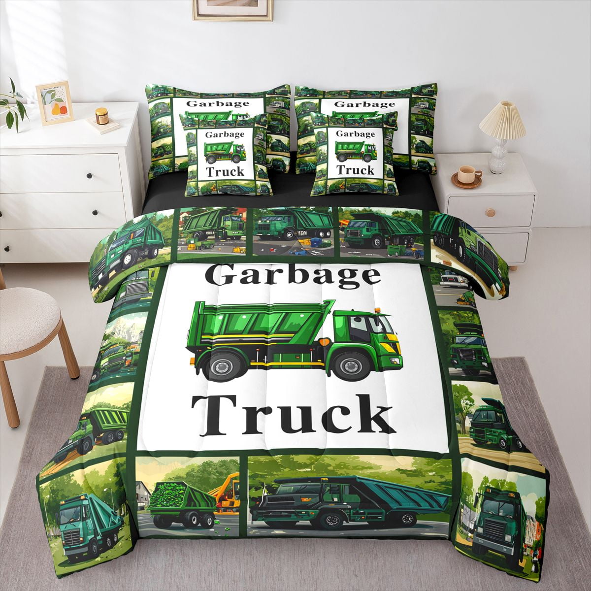 Castle Fairy Children Garbage Truck Bedding Comforter Set,Cartoon Car ...