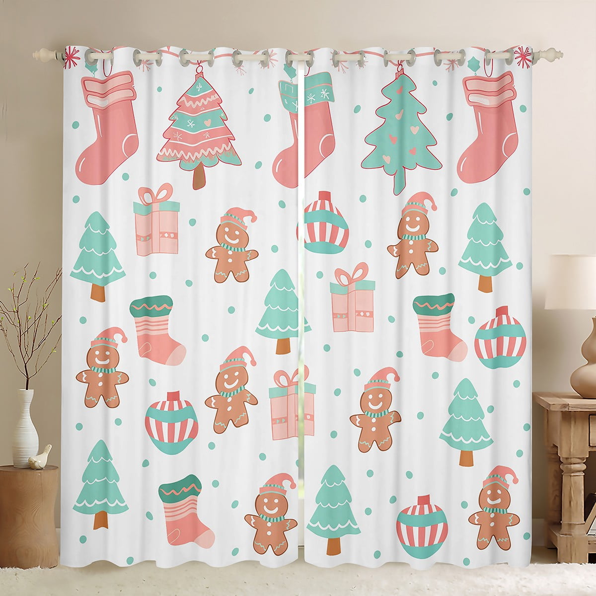 Castle Fairy Children Gingerbread Man Blackout Curtains Set of 2 (52x84 ...