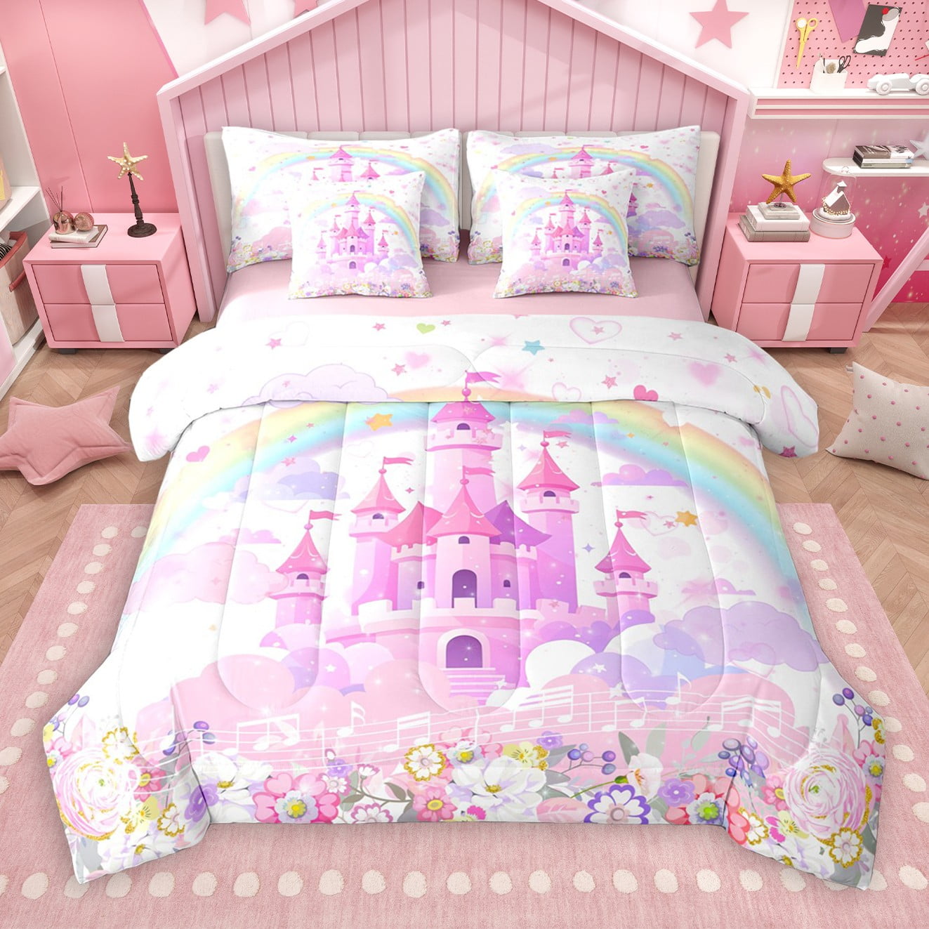 Castle Fairy Children Kawaii Castle 7 Pieces Bedding Comforter Set ...