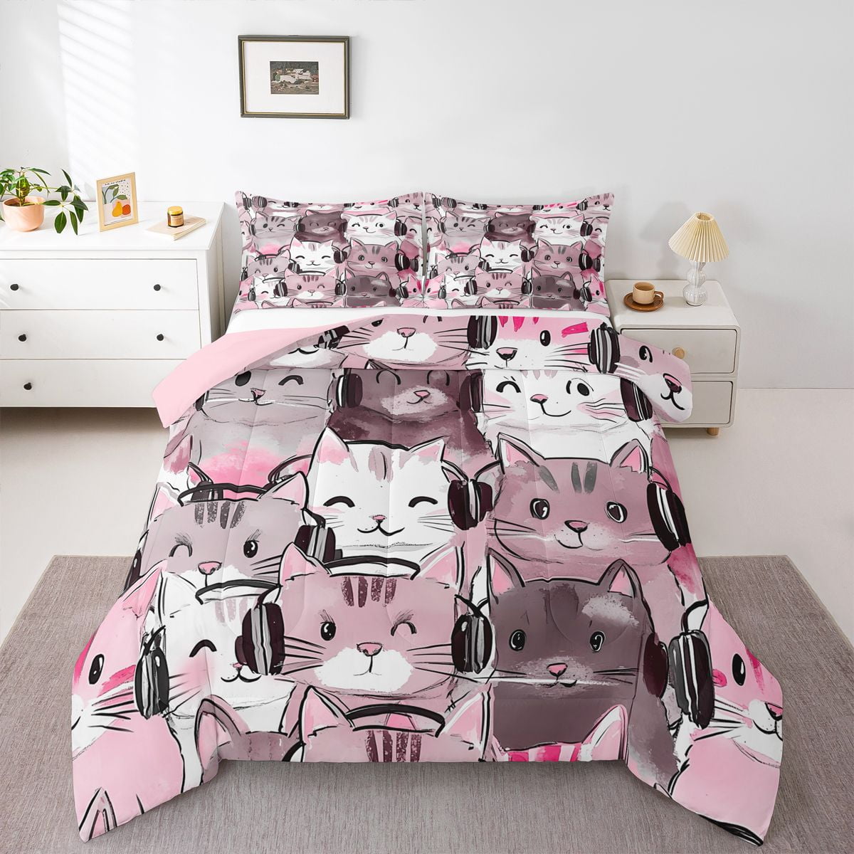 Castle Fairy Children Kawaii Cats Full Size Comforter Sets,Cute Pet ...