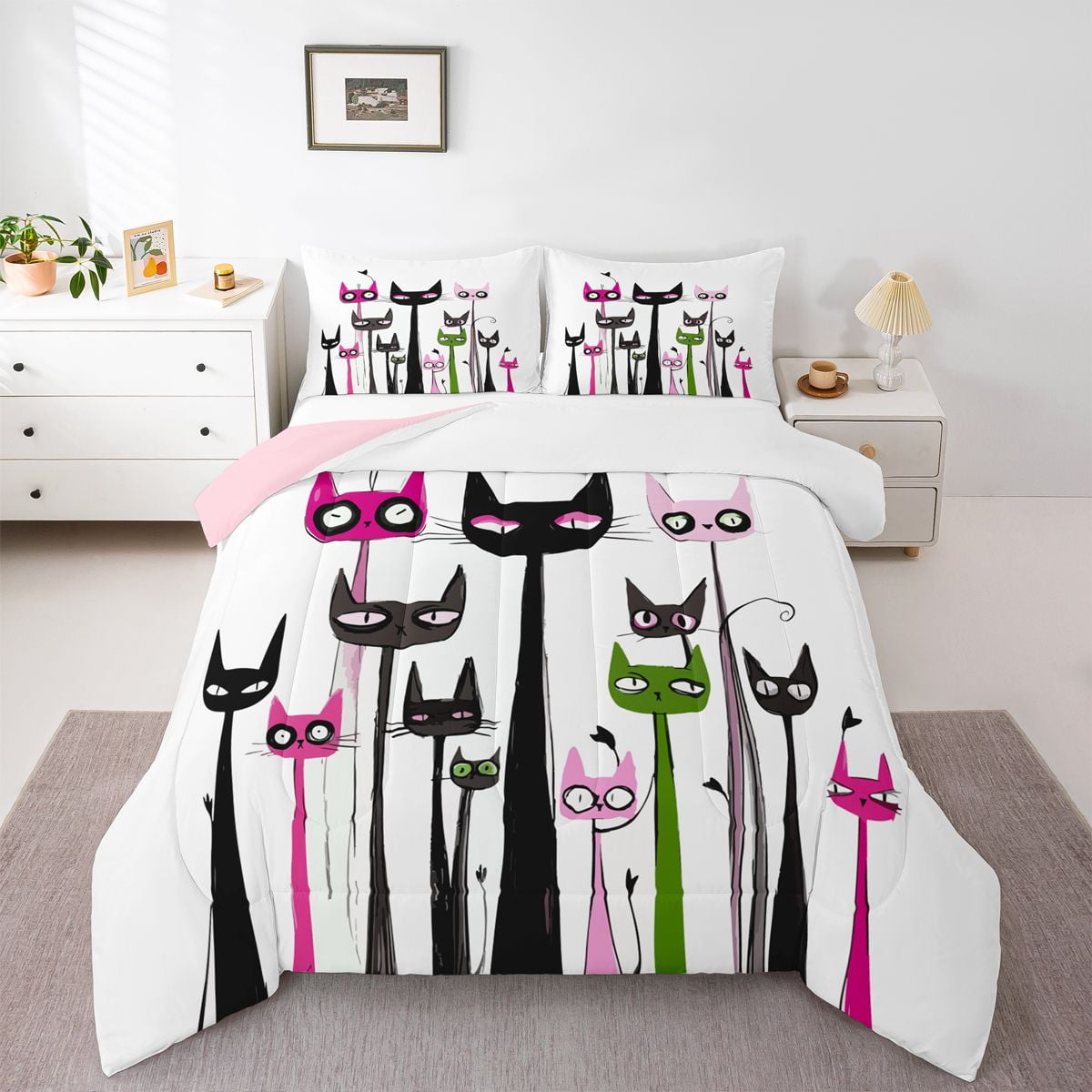 Castle Fairy Children Kawaii Cats Queen Comforter Set,Cute Pet Bedding ...