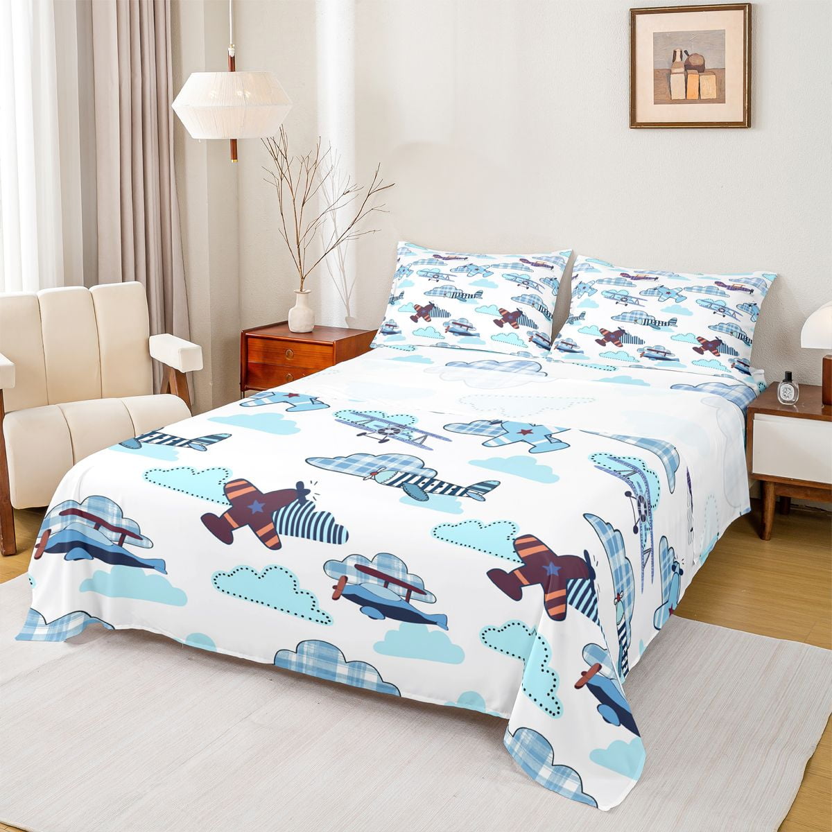 Castle Fairy Children Kids Cartoon Plane Full Size Sheets 4-Piece ...