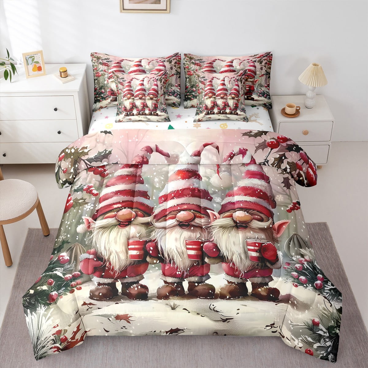 Castle Fairy Children Kids Kawaii Gnome 7 Pieces Bedding Comforter Set ...