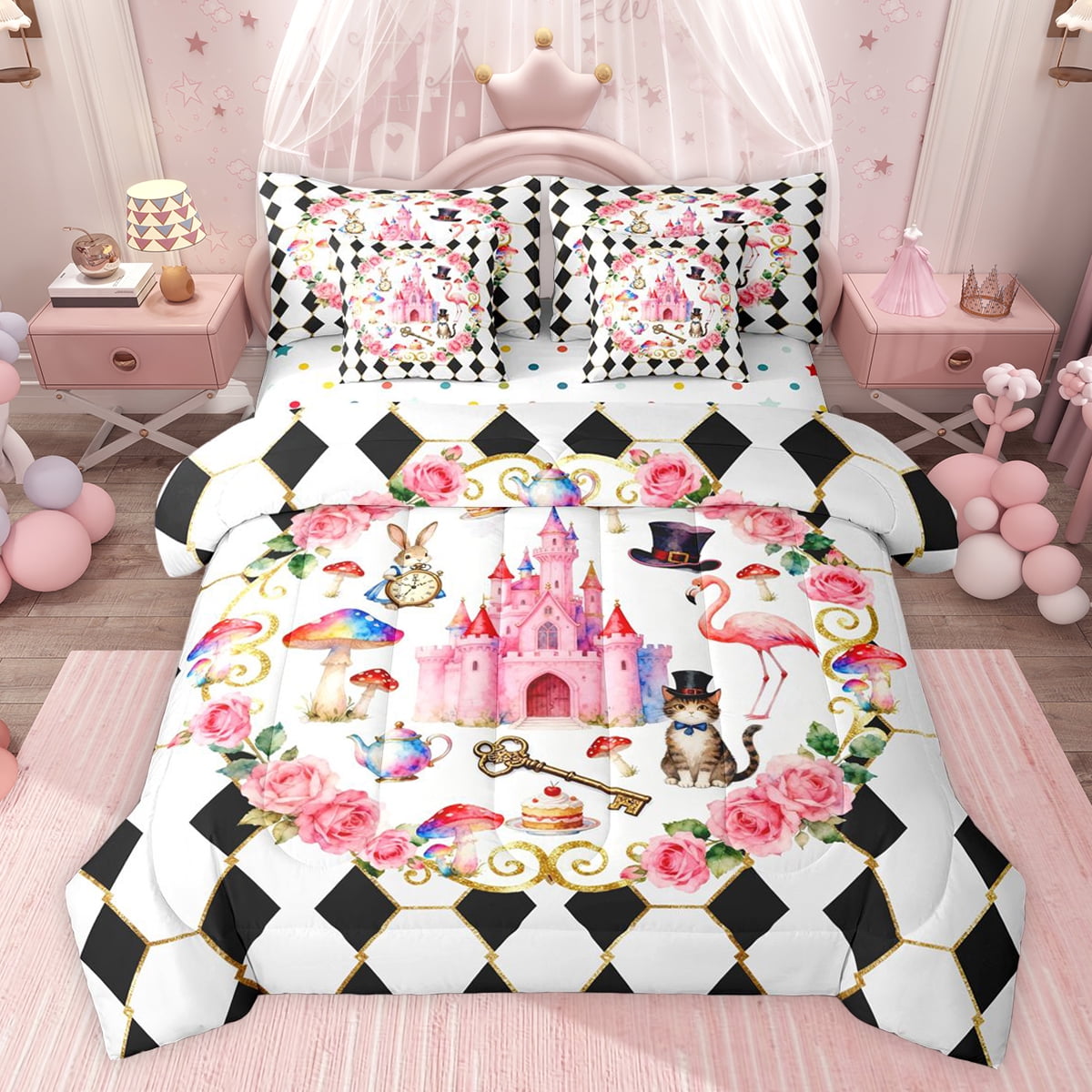 Castle Fairy Children Teenagers Adults Pink Princess Castle Bedding ...
