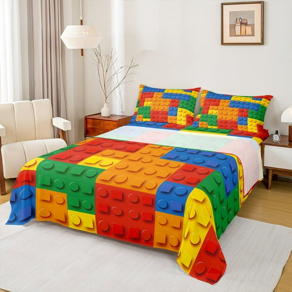 Castle Fairy Children Teenagers Colorful Brick Queen Sheet Sets ...