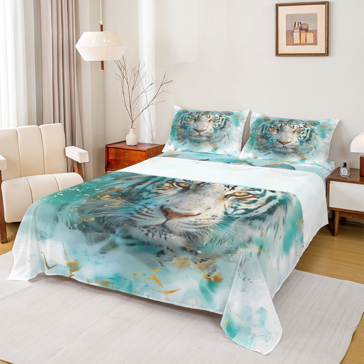 Castle Fairy Children Teenagers Tiger Animal 4pcs Bed Sheets,Gradient ...