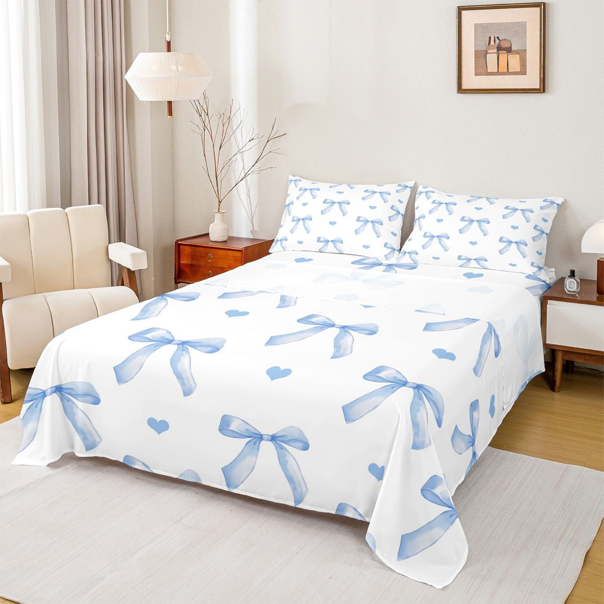 Castle Fairy Children Teens Blue Bow Knot Full Size Sheets,Love Heart ...