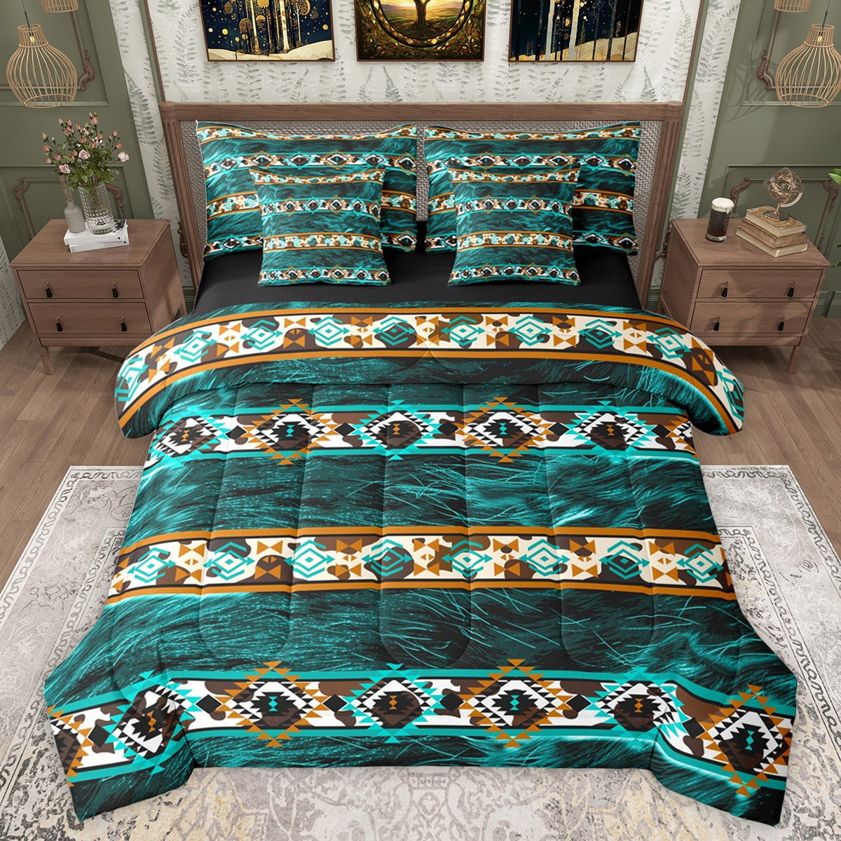 Castle Fairy Children Teens Boho Tribal Aztec Twin Bedding Sets 7-Piece ...