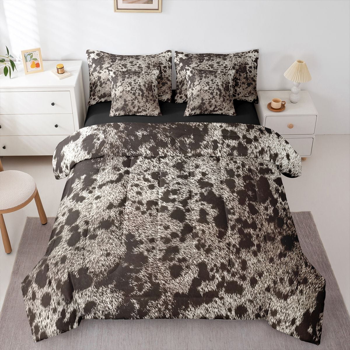 Castle Fairy Children Vintage Cow Print Bedding Comforter Set,Farmhouse ...