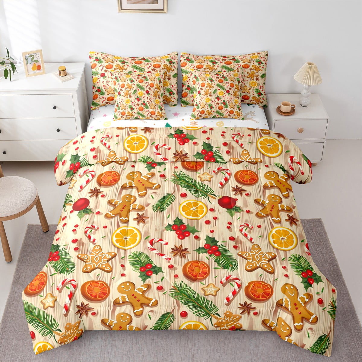 Castle Fairy Christmas Gingerbread Man Bedding Comforter Set 7 Pieces ...