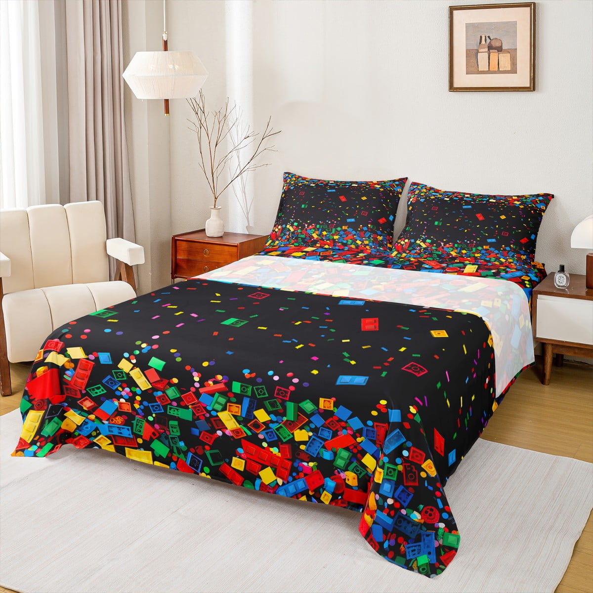 Castle Fairy Colorful Brick 4-Piece Full Size Sheets,Building Blocks ...