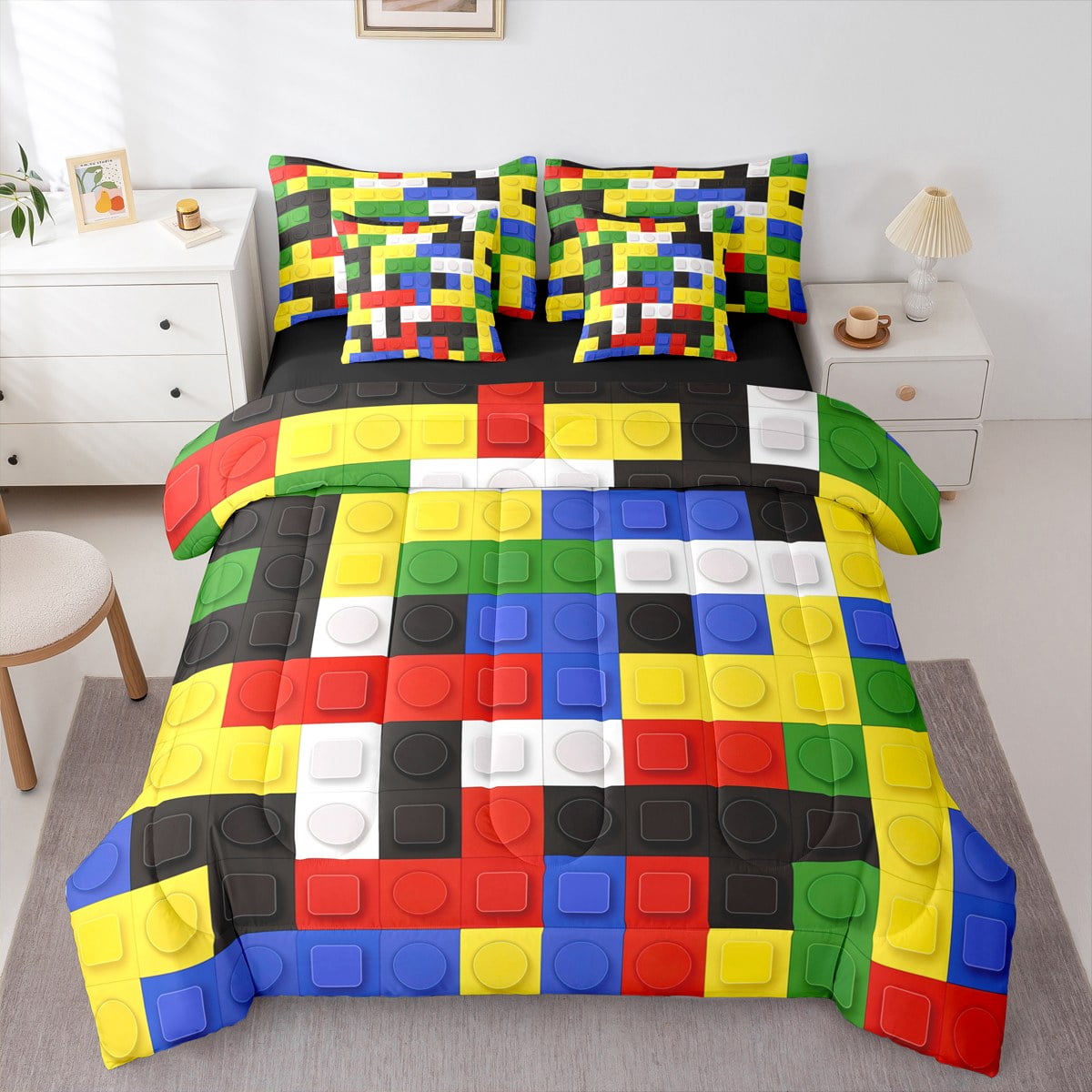 Castle Fairy Colorful Brick 7 Pieces Bedding Comforter Set,Building ...