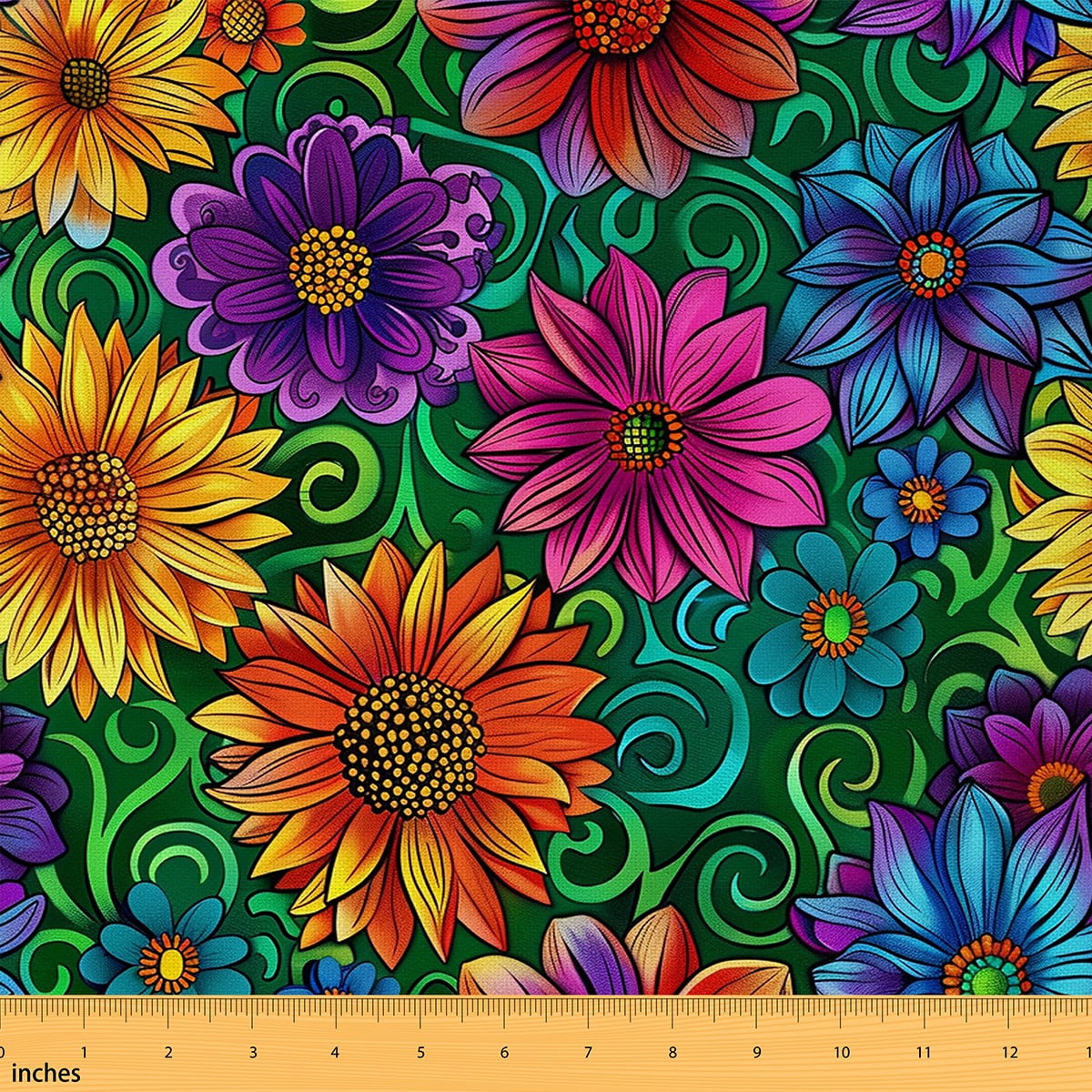 Castle Fairy Colorful Flower Fabric by the Yard 1 Yard,Bohemian Theme ...