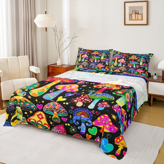 Castle Fairy Colorful Mushroom Twin Sheet Sets,Cartoon Botanical Plants ...