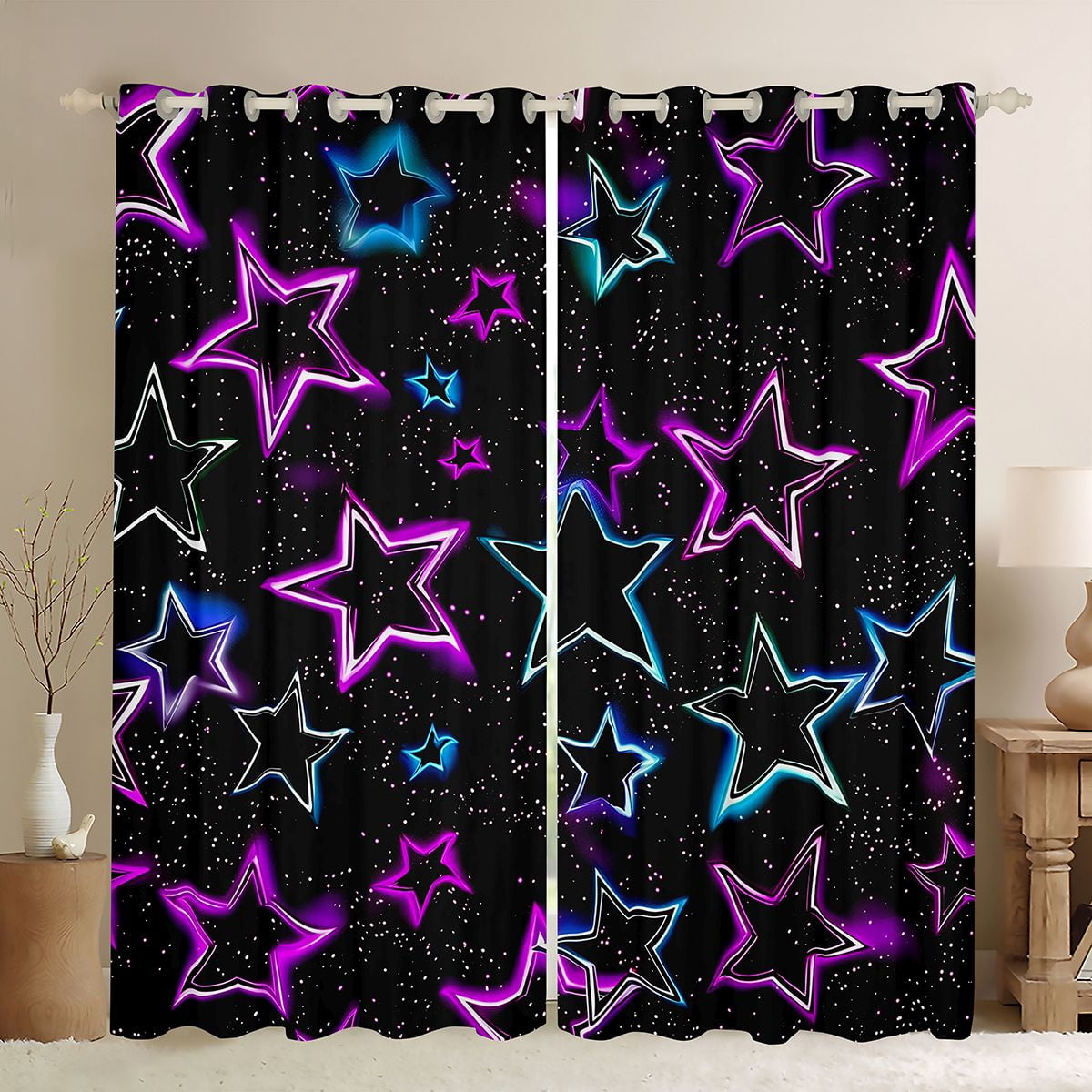 Castle Fairy Cosmos Blackout Curtains Set of 2 (52x84 Each),Starry Sky ...