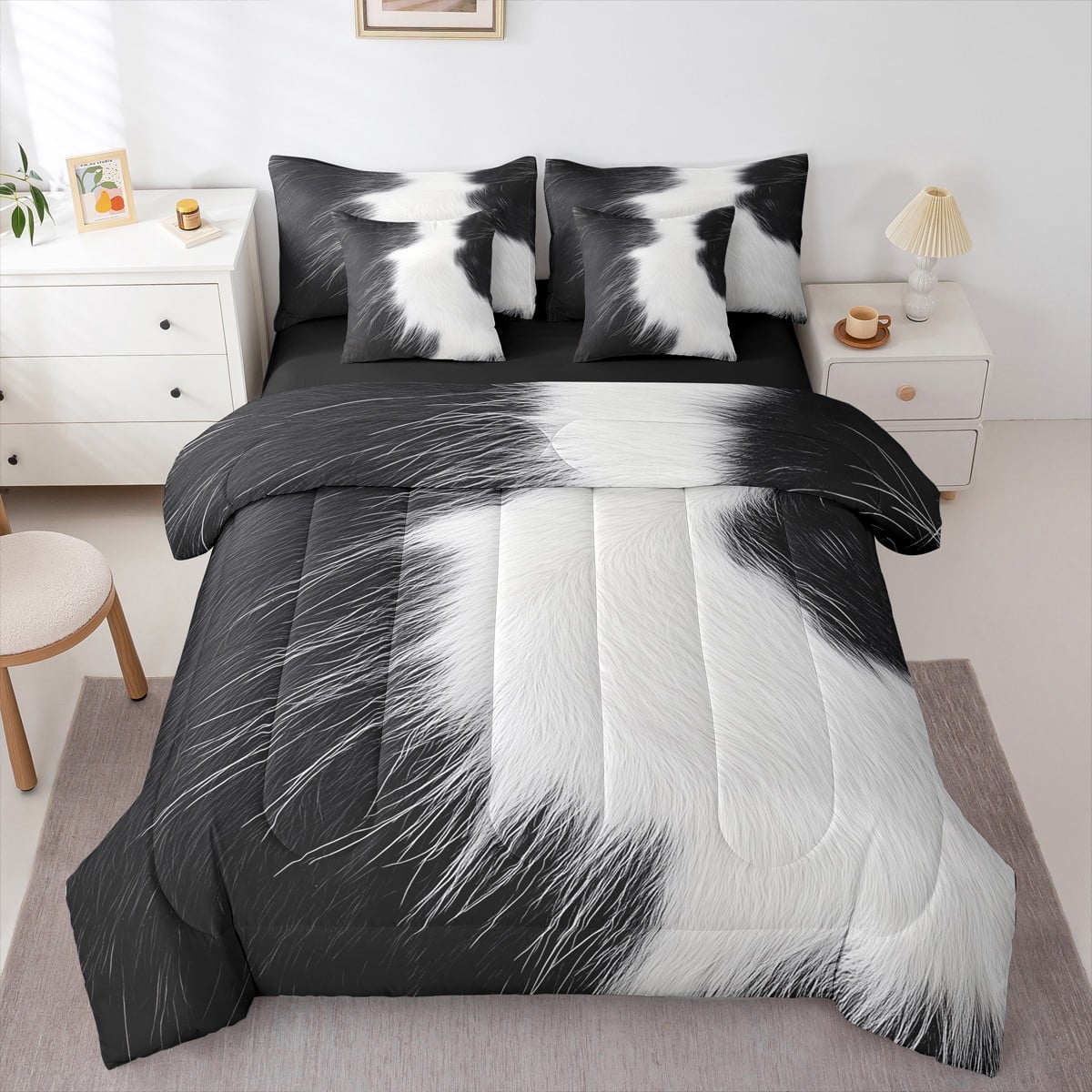 Castle Fairy Cow Print Bedding Comforter Set 7pcs for Kids Children ...