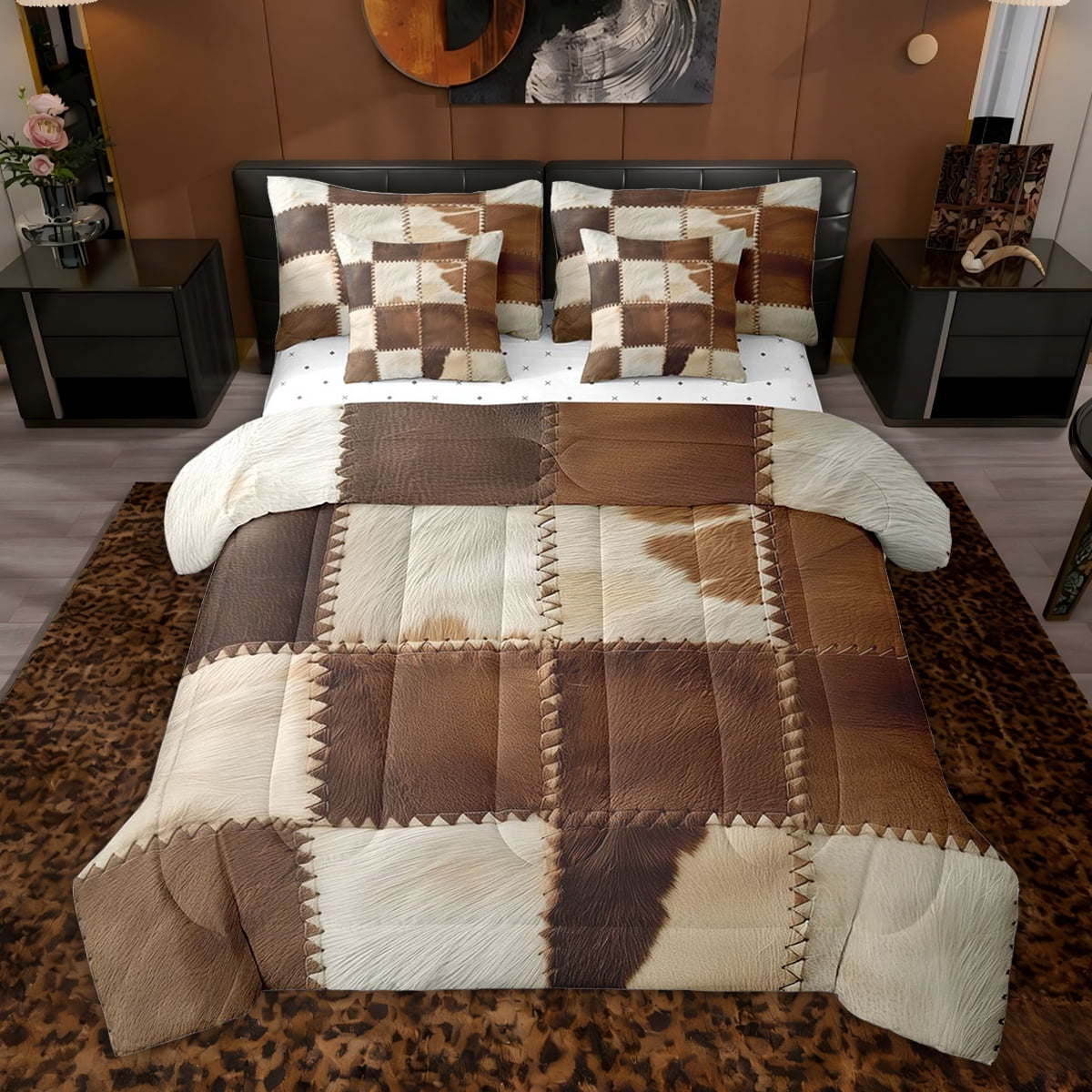 Castle Fairy Cow Print Bedding Comforter Set,Farmhouse Animal Queen ...