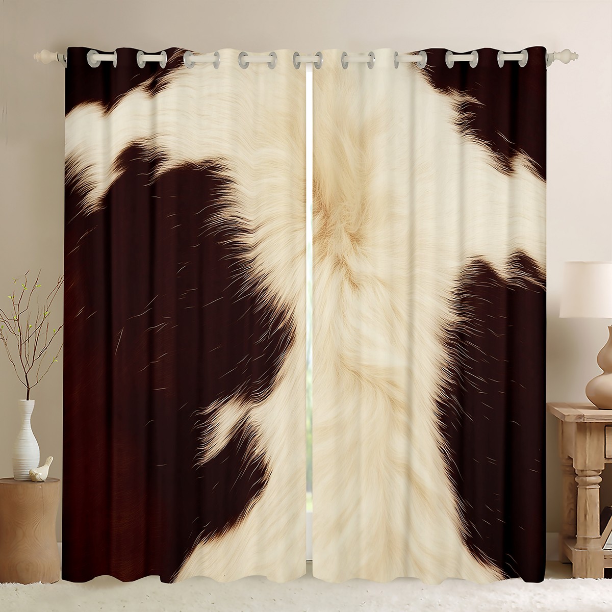 Castle Fairy Cow Print Curtains Pack of 2 (42x84 Each) for Female Men ...