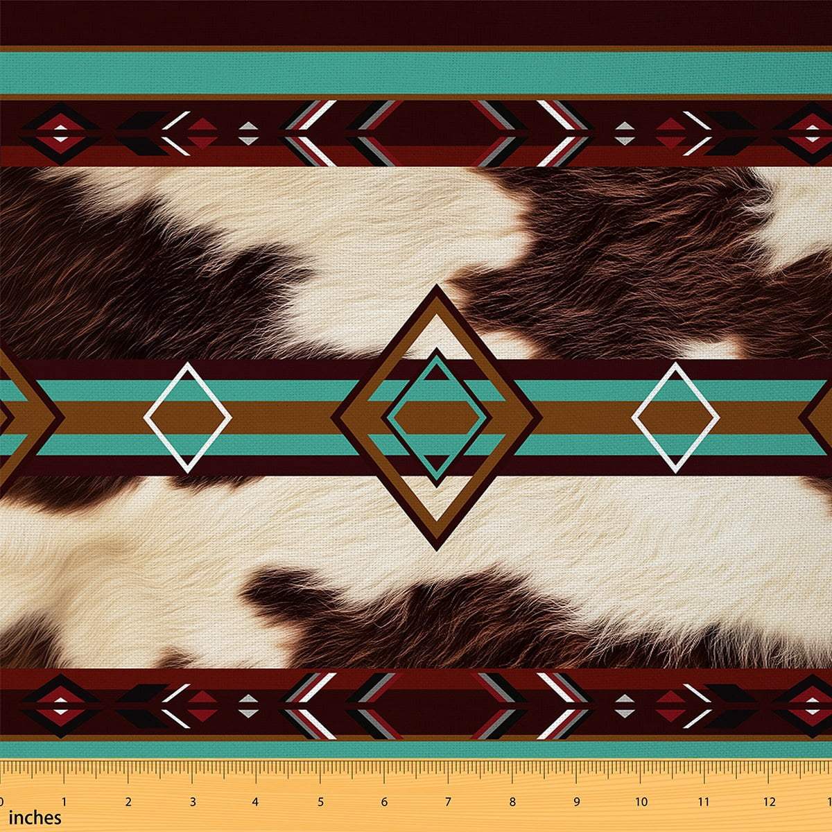 Castle Fairy Cow Print Fabric by the Yard 3 Yard,Tribal Aztec Fabric ...